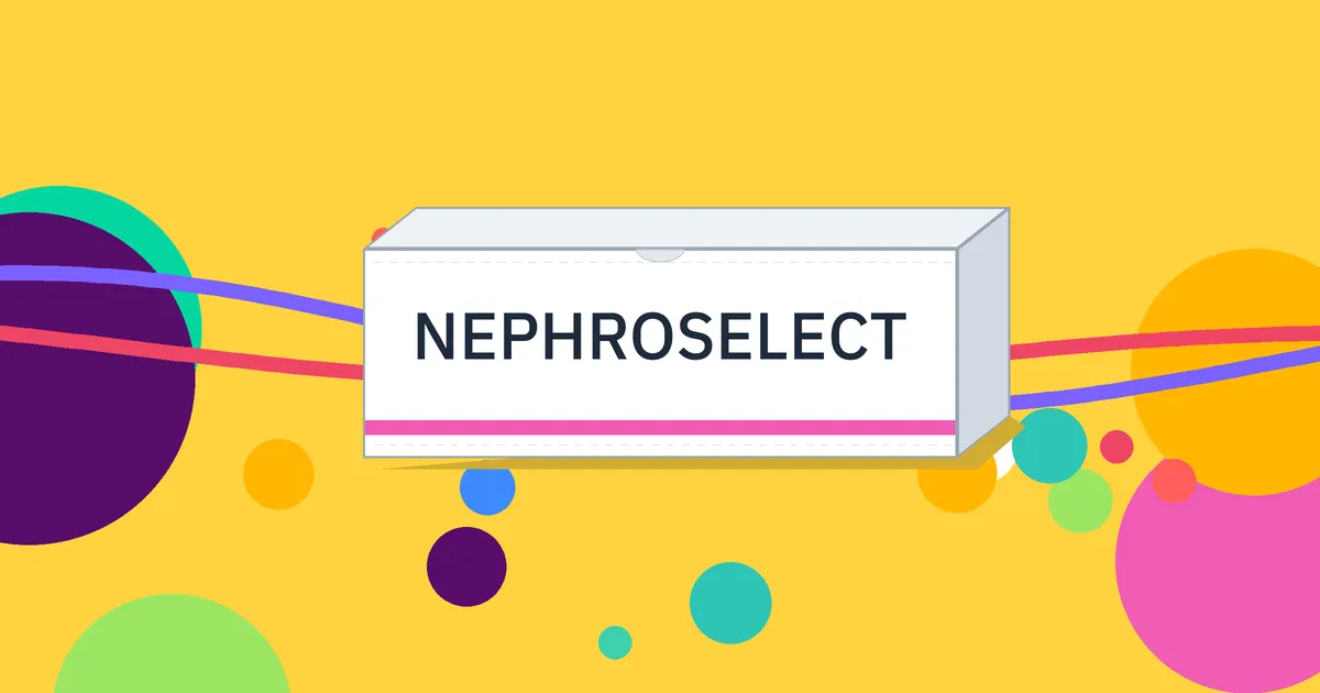 Symbolbild: Packung mit der Aufschrift NEPHROSELECT (PZN 02645474) – Verfügbarkeit und Bezug in Apotheken in Frankfurt am Main
