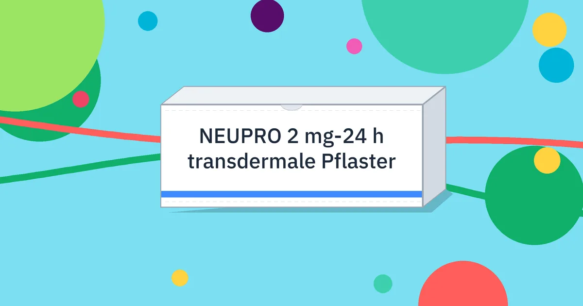 Symbolbild: Packung mit der Aufschrift NEUPRO 2 mg-24 h transdermale Pflaster (PZN 14270275) – Verfügbarkeit und Bezug in Apotheken in Frankfurt am Main