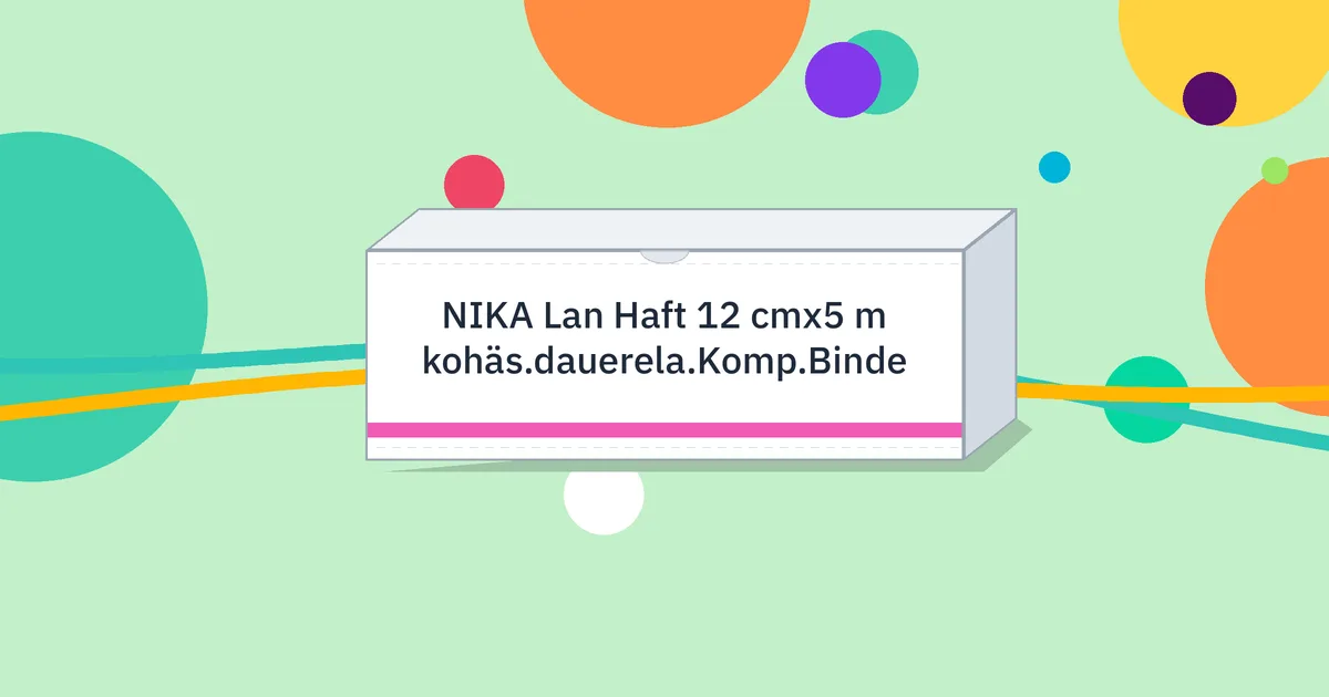Symbolbild: Packung mit der Aufschrift NIKA Lan Haft 12 cmx5 m kohäs.dauerela.Komp.Binde (PZN 18171417) – Verfügbarkeit und Bezug in Apotheken in Frankfurt am Main