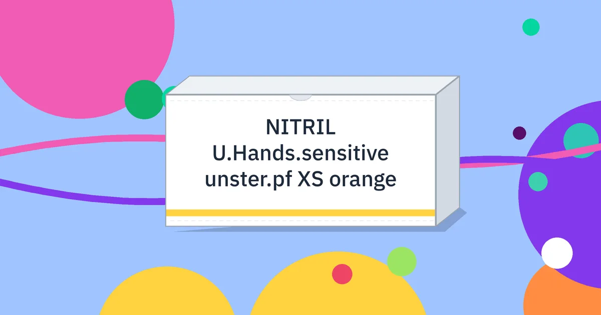 Symbolbild: Packung mit der Aufschrift NITRIL U.Hands.sensitive unster.pf XS orange (PZN 11306759) – Verfügbarkeit und Bezug in Apotheken in Frankfurt am Main