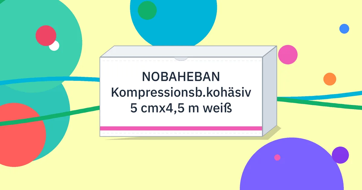 Symbolbild: Packung mit der Aufschrift NOBAHEBAN Kompressionsb.kohäsiv 5 cmx4,5 m weiß (PZN 02709263) – Verfügbarkeit und Bezug in Apotheken in Frankfurt am Main