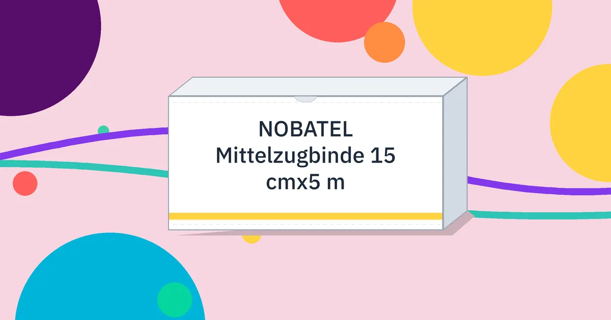 Symbolbild: Packung mit der Aufschrift NOBATEL Mittelzugbinde 15 cmx5 m (PZN 07095417) – Verfügbarkeit und Bezug in Apotheken in Frankfurt am Main