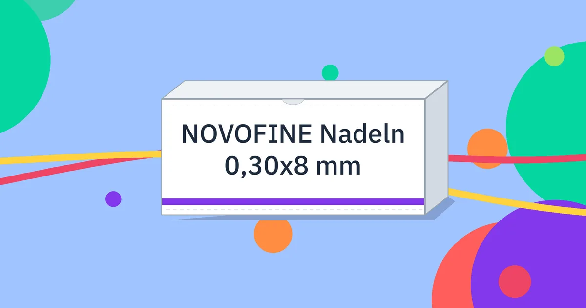 Symbolbild: Packung mit der Aufschrift NOVOFINE Nadeln 0,30x8 mm (PZN 03746088) – Verfügbarkeit und Bezug in Apotheken in Frankfurt am Main