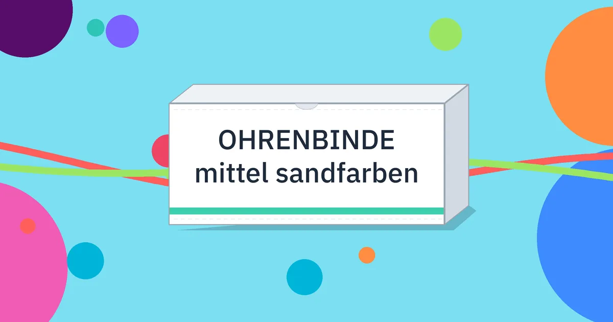Symbolbild: Packung mit der Aufschrift OHRENBINDE mittel sandfarben (PZN 04756025) – Verfügbarkeit und Bezug in Apotheken in Frankfurt am Main