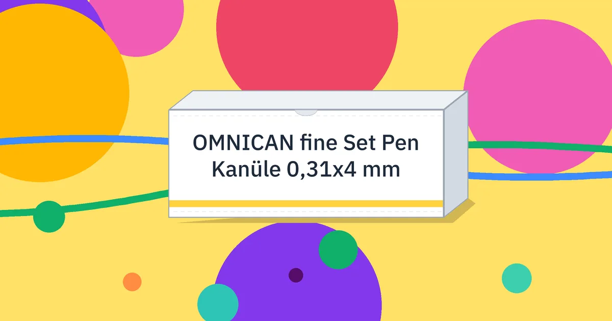Symbolbild: Packung mit der Aufschrift OMNICAN fine Set Pen Kanüle 0,31x4 mm (PZN 17902149) – Verfügbarkeit und Bezug in Apotheken in Frankfurt am Main