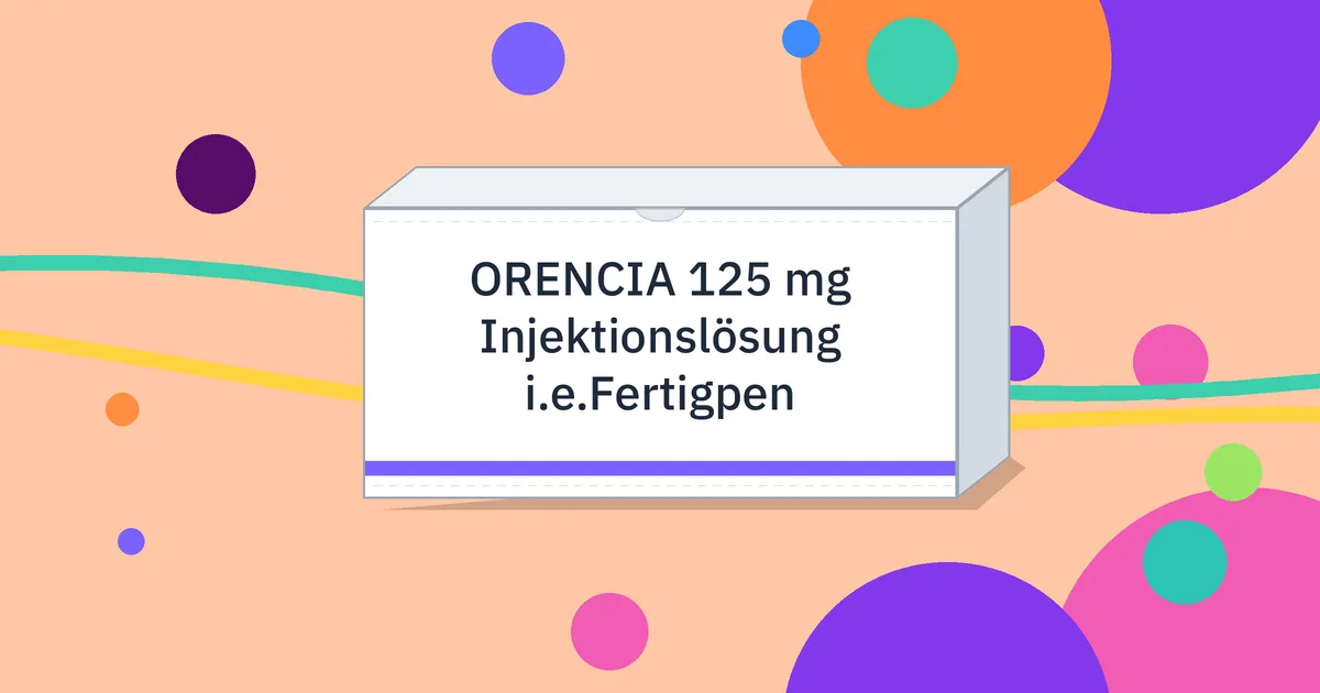 Symbolbild: Packung mit der Aufschrift ORENCIA 125 mg Injektionslösung i.e.Fertigpen (PZN 17570799) – Verfügbarkeit und Bezug in Apotheken in Frankfurt am Main