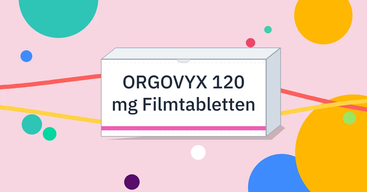 Symbolbild: Packung mit der Aufschrift ORGOVYX 120 mg Filmtabletten (PZN 19779285) – Verfügbarkeit und Bezug in Apotheken in Frankfurt am Main