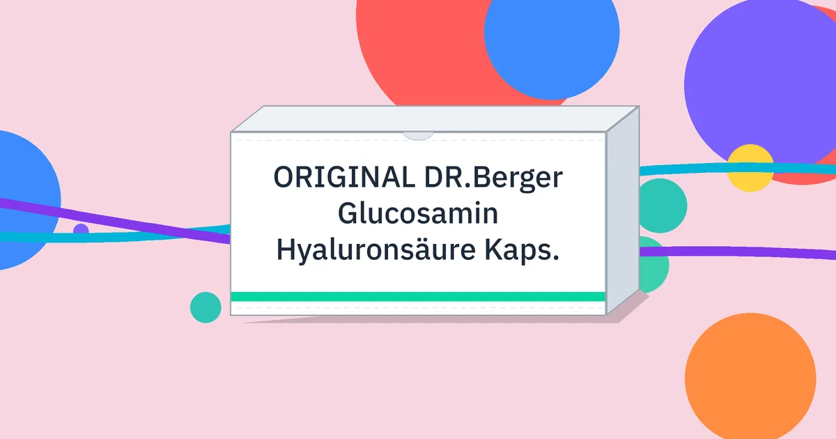 Symbolbild: Packung mit der Aufschrift ORIGINAL DR.Berger Glucosamin Hyaluronsäure Kaps. (PZN 16369598) – Verfügbarkeit und Bezug in Apotheken in Frankfurt am Main