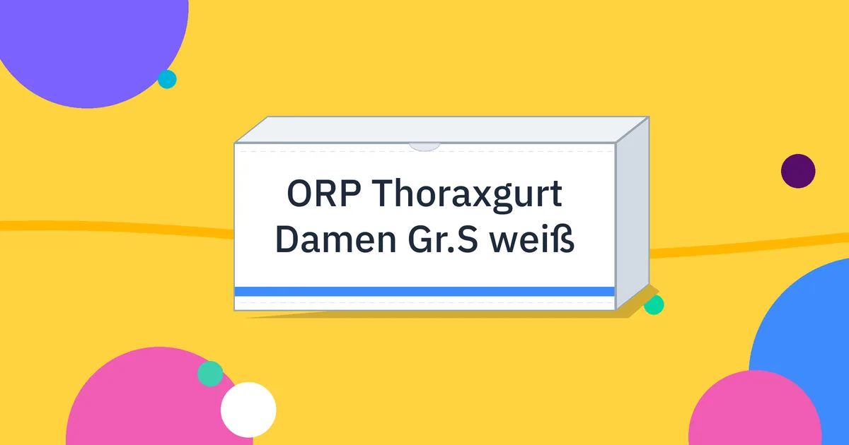 Symbolbild: Packung mit der Aufschrift ORP Thoraxgurt Damen Gr.S weiß (PZN 04903087) – Verfügbarkeit und Bezug in Apotheken in Frankfurt am Main