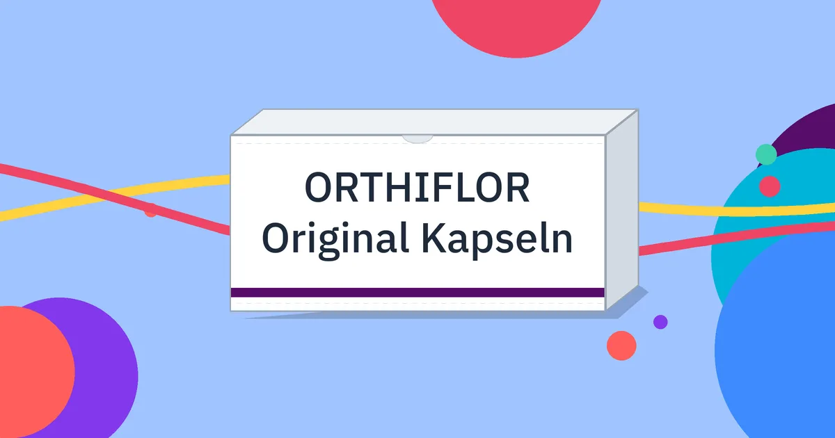 Symbolbild: Packung mit der Aufschrift ORTHIFLOR Original Kapseln (PZN 13838667) – Verfügbarkeit und Bezug in Apotheken in Frankfurt am Main