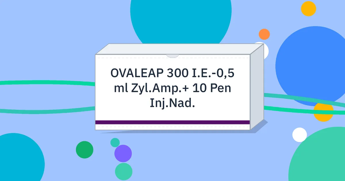 Symbolbild: Packung mit der Aufschrift OVALEAP 300 I.E.-0,5 ml Zyl.Amp.+ 10 Pen Inj.Nad. (PZN 18046008) – Verfügbarkeit und Bezug in Apotheken in Frankfurt am Main