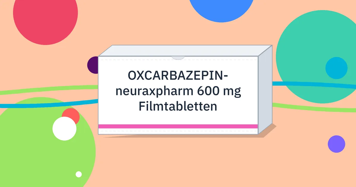 Symbolbild: Packung mit der Aufschrift OXCARBAZEPIN-neuraxpharm 600 mg Filmtabletten (PZN 09519548) – Verfügbarkeit und Bezug in Apotheken in Frankfurt am Main