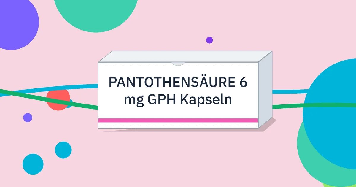 Symbolbild: Packung mit der Aufschrift PANTOTHENSÄURE 6 mg GPH Kapseln (PZN 06923059) – Verfügbarkeit und Bezug in Apotheken in Frankfurt am Main