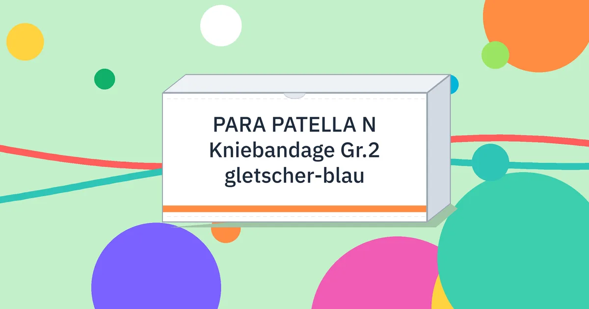 Symbolbild: Packung mit der Aufschrift PARA PATELLA N Kniebandage Gr.2 gletscher-blau (PZN 10003376) – Verfügbarkeit und Bezug in Apotheken in Frankfurt am Main
