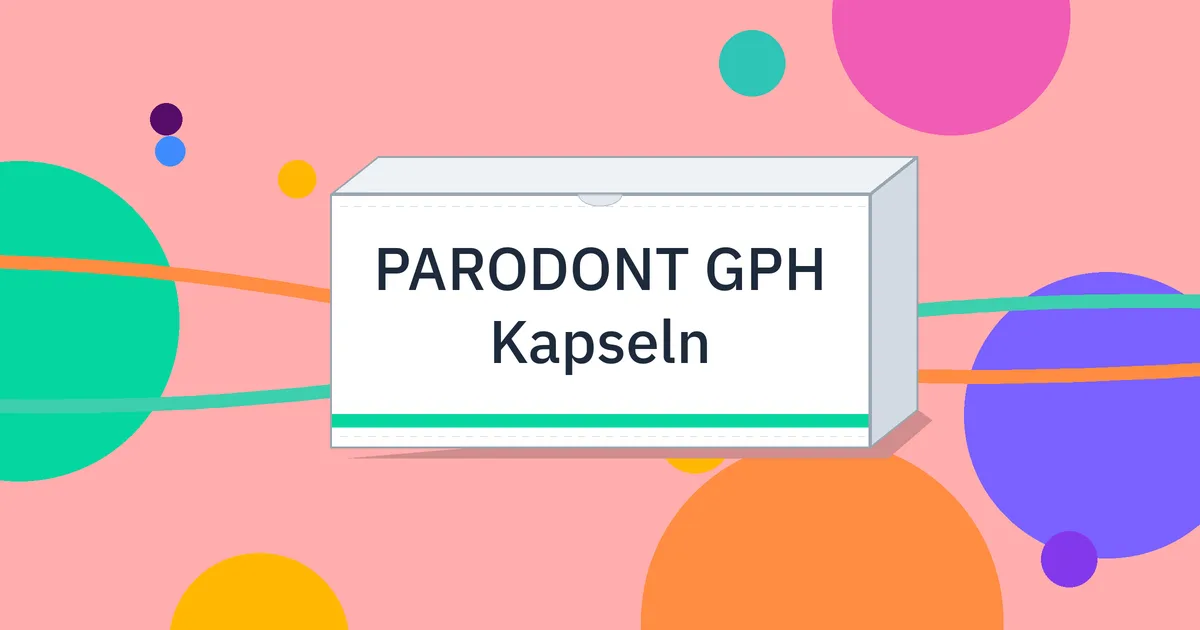 Symbolbild: Packung mit der Aufschrift PARODONT GPH Kapseln (PZN 01082566) – Verfügbarkeit und Bezug in Apotheken in Frankfurt am Main