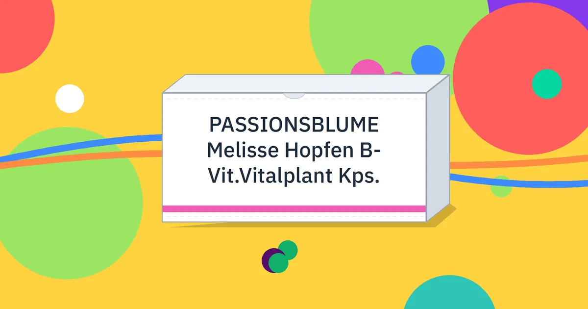 Symbolbild: Packung mit der Aufschrift PASSIONSBLUME Melisse Hopfen B-Vit.Vitalplant Kps. (PZN 12504272) – Verfügbarkeit und Bezug in Apotheken in Frankfurt am Main