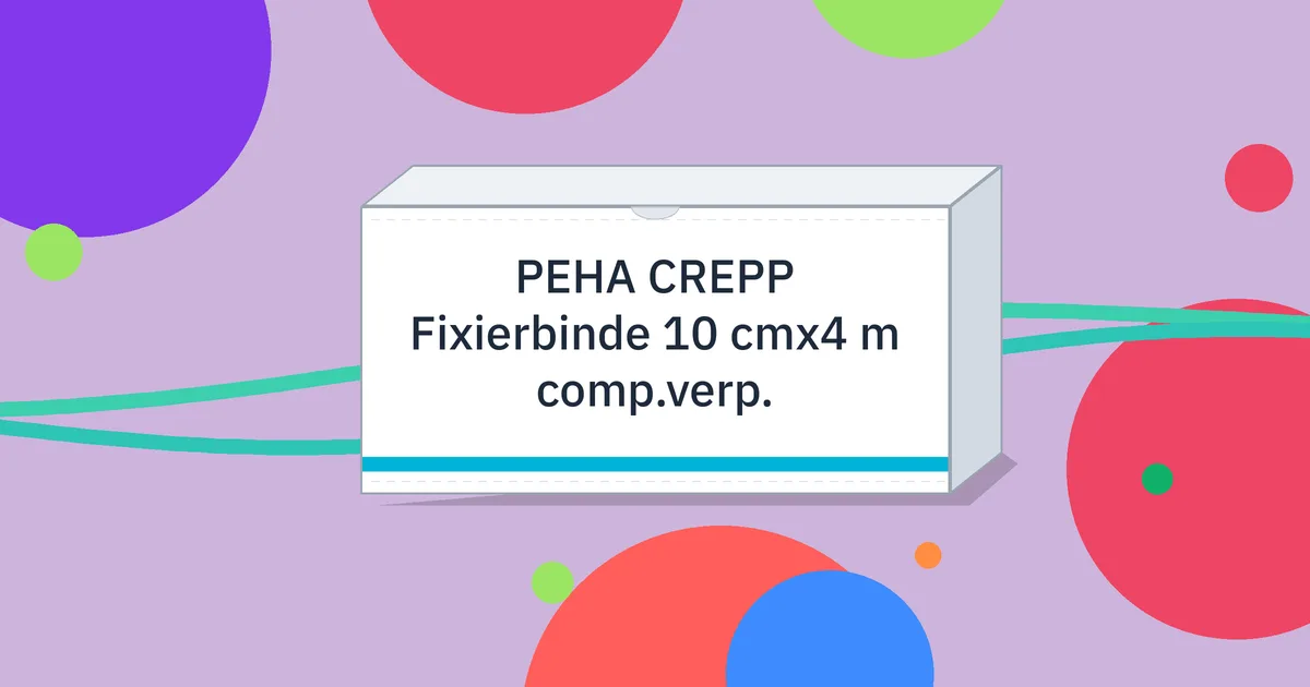 Symbolbild: Packung mit der Aufschrift PEHA CREPP Fixierbinde 10 cmx4 m comp.verp. (PZN 16007719) – Verfügbarkeit und Bezug in Apotheken in Frankfurt am Main