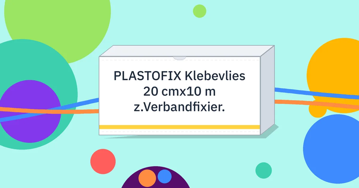 Symbolbild: Packung mit der Aufschrift PLASTOFIX Klebevlies 20 cmx10 m z.Verbandfixier. (PZN 00611287) – Verfügbarkeit und Bezug in Apotheken in Frankfurt am Main