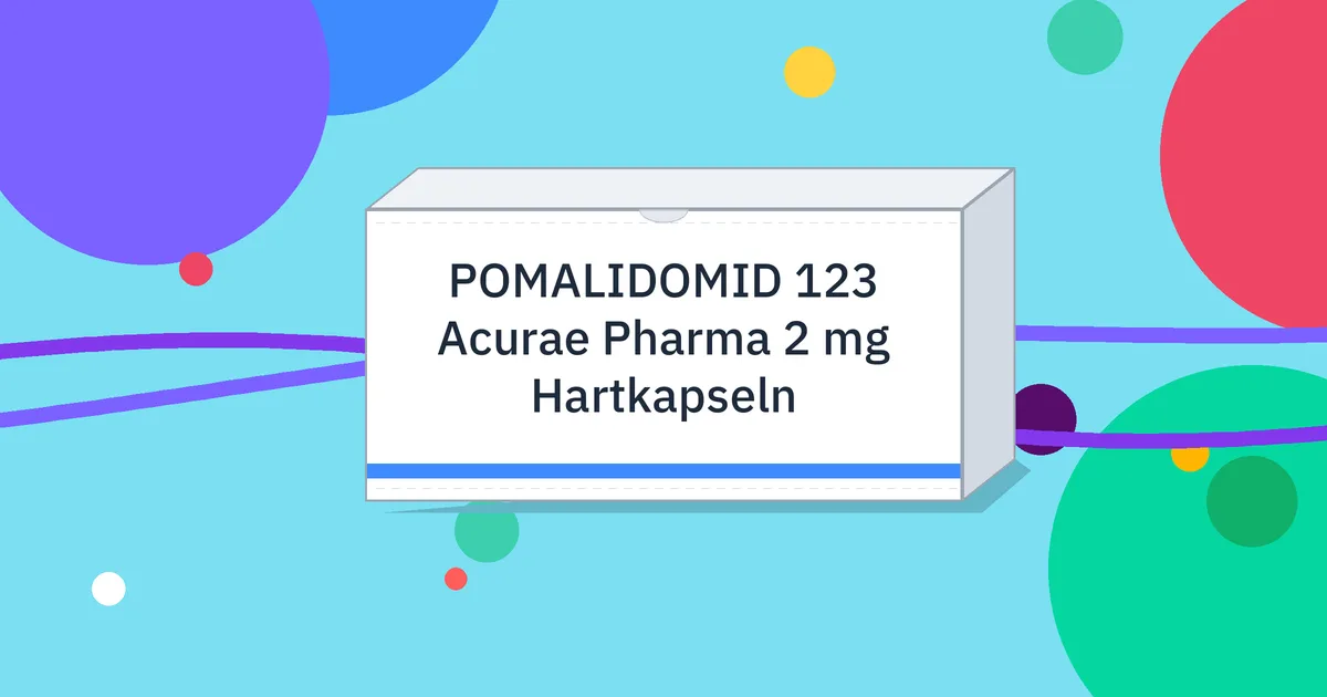 Symbolbild: Packung mit der Aufschrift POMALIDOMID 123 Acurae Pharma 2 mg Hartkapseln (PZN 19412260) – Verfügbarkeit und Bezug in Apotheken in Frankfurt am Main