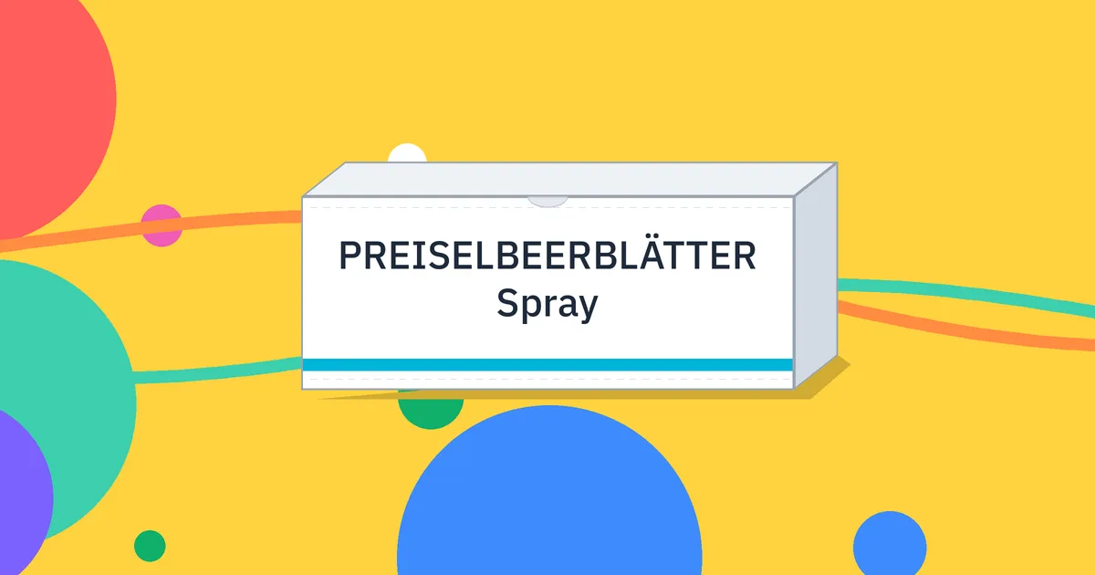 Symbolbild: Packung mit der Aufschrift PREISELBEERBLÄTTER Spray (PZN 17555713) – Verfügbarkeit und Bezug in Apotheken in Frankfurt am Main