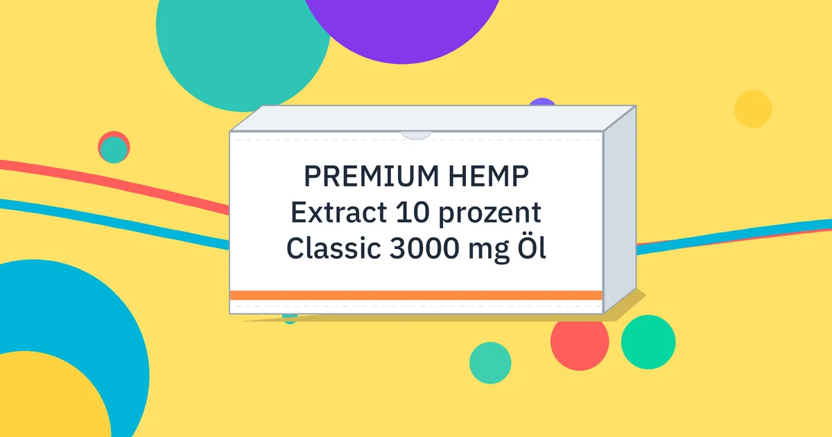 Symbolbild: Packung mit der Aufschrift PREMIUM HEMP Extract 10 prozent Classic 3000 mg Öl (PZN 20031994) – Verfügbarkeit und Bezug in Apotheken in Frankfurt am Main