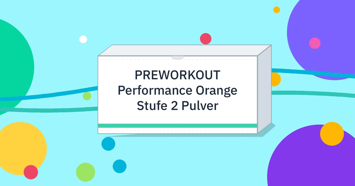 Symbolbild: Packung mit der Aufschrift PREWORKOUT Performance Orange Stufe 2 Pulver (PZN 18813761) – Verfügbarkeit und Bezug in Apotheken in Frankfurt am Main