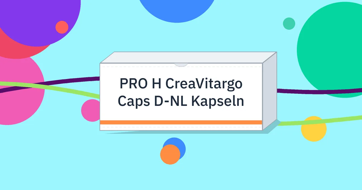 Symbolbild: Packung mit der Aufschrift PRO H CreaVitargo Caps D-NL Kapseln (PZN 08842388) – Verfügbarkeit und Bezug in Apotheken in Frankfurt am Main