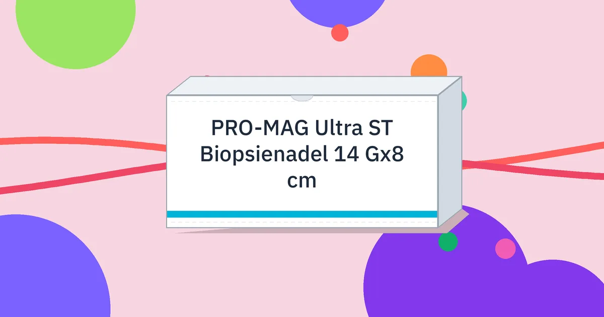 Symbolbild: Packung mit der Aufschrift PRO-MAG Ultra ST Biopsienadel 14 Gx8 cm (PZN 06768920) – Verfügbarkeit und Bezug in Apotheken in Frankfurt am Main