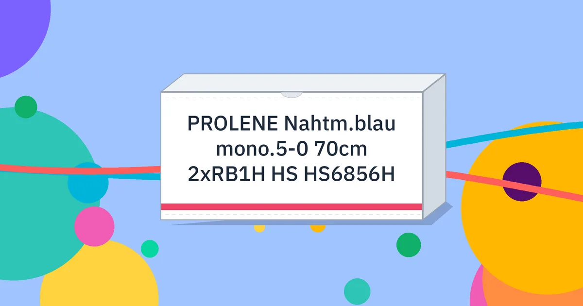 Symbolbild: Packung mit der Aufschrift PROLENE Nahtm.blau mono.5-0 70cm 2xRB1H HS HS6856H (PZN 20895654) – Verfügbarkeit und Bezug in Apotheken in Frankfurt am Main