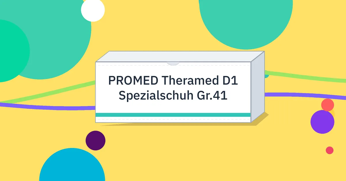 Symbolbild: Packung mit der Aufschrift PROMED Theramed D1 Spezialschuh Gr.41 (PZN 05482469) – Verfügbarkeit und Bezug in Apotheken in Frankfurt am Main