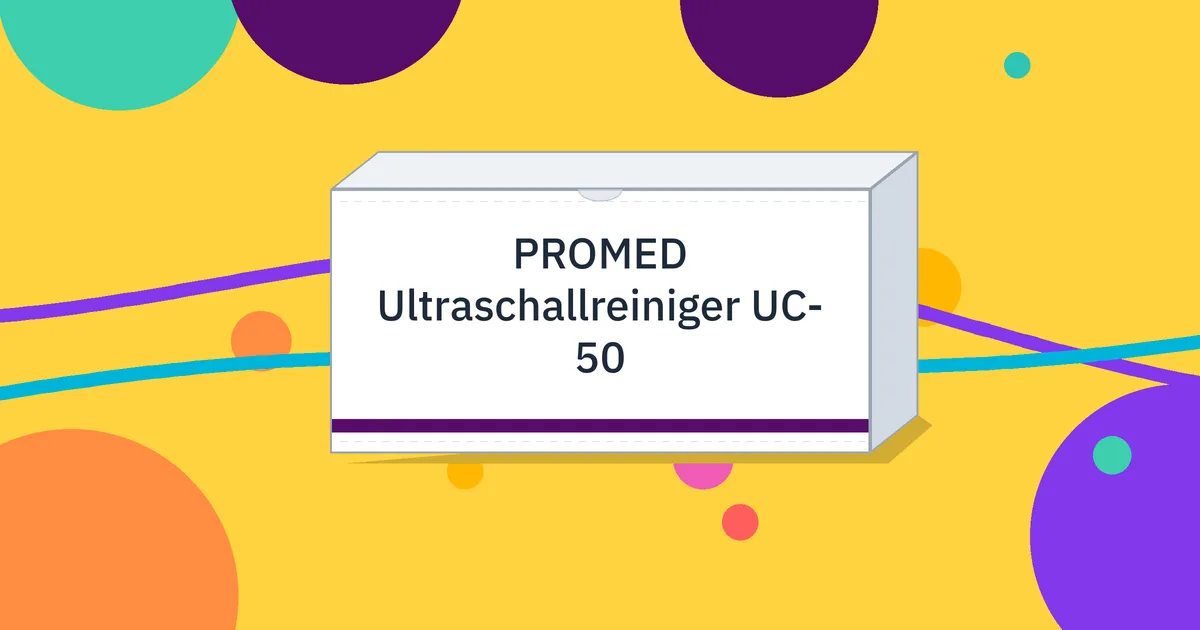 Symbolbild: Packung mit der Aufschrift PROMED Ultraschallreiniger UC-50 (PZN 10530957) – Verfügbarkeit und Bezug in Apotheken in Frankfurt am Main