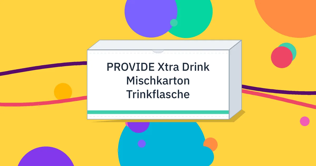 Symbolbild: Packung mit der Aufschrift PROVIDE Xtra Drink Mischkarton Trinkflasche (PZN 14359822) – Verfügbarkeit und Bezug in Apotheken in Frankfurt am Main