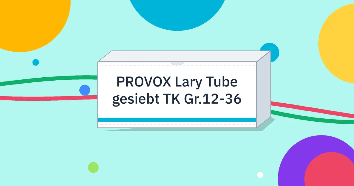 Symbolbild: Packung mit der Aufschrift PROVOX Lary Tube gesiebt TK Gr.12-36 (PZN 02398627) – Verfügbarkeit und Bezug in Apotheken in Frankfurt am Main