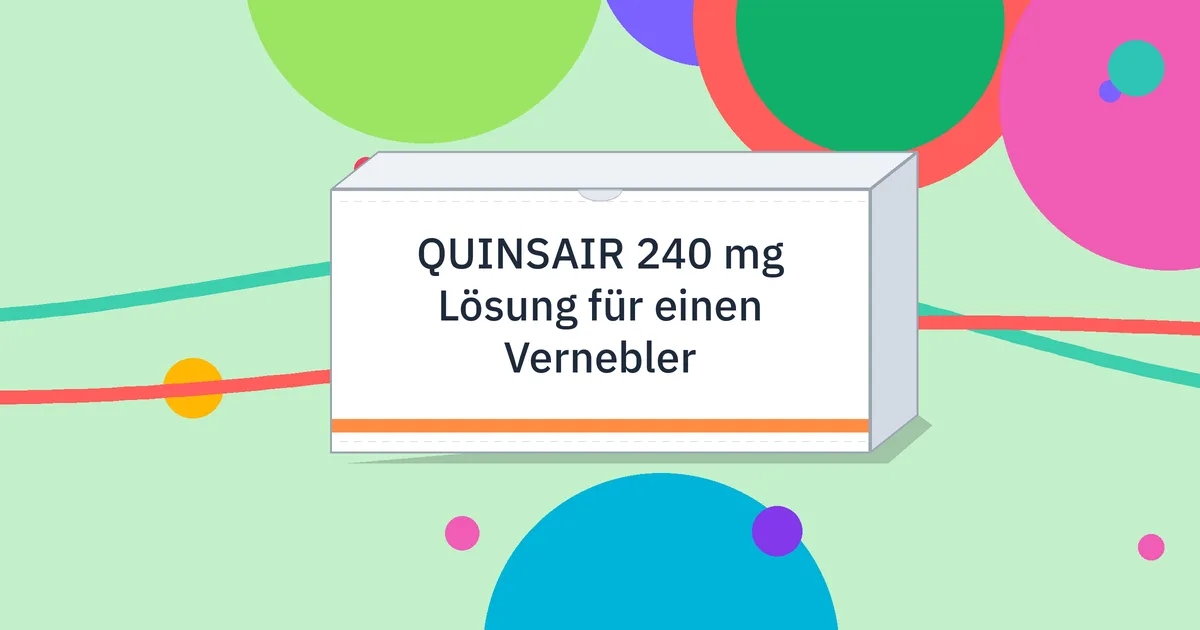 Symbolbild: Packung mit der Aufschrift QUINSAIR 240 mg Lösung für einen Vernebler (PZN 16704163) – Verfügbarkeit und Bezug in Apotheken in Frankfurt am Main