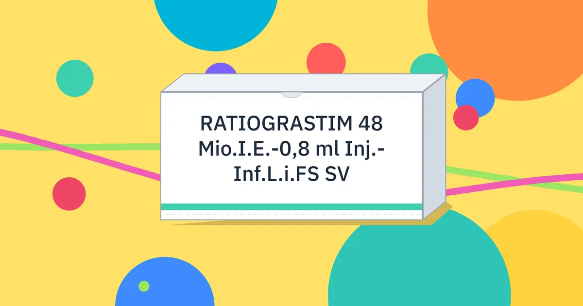 Symbolbild: Packung mit der Aufschrift RATIOGRASTIM 48 Mio.I.E.-0,8 ml Inj.-Inf.L.i.FS SV (PZN 12467890) – Verfügbarkeit und Bezug in Apotheken in Frankfurt am Main