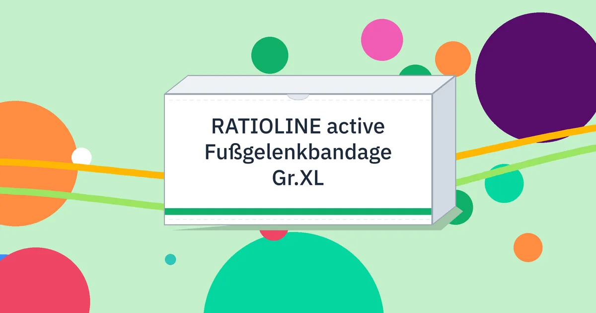 Symbolbild: Packung mit der Aufschrift RATIOLINE active Fußgelenkbandage Gr.XL (PZN 01805585) – Verfügbarkeit und Bezug in Apotheken in Frankfurt am Main