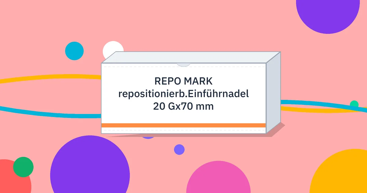 Symbolbild: Packung mit der Aufschrift REPO MARK repositionierb.Einführnadel 20 Gx70 mm (PZN 16920754) – Verfügbarkeit und Bezug in Apotheken in Frankfurt am Main