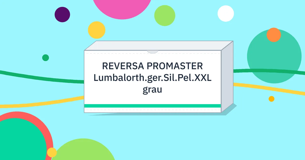 Symbolbild: Packung mit der Aufschrift REVERSA PROMASTER Lumbalorth.ger.Sil.Pel.XXL grau (PZN 10927778) – Verfügbarkeit und Bezug in Apotheken in Frankfurt am Main