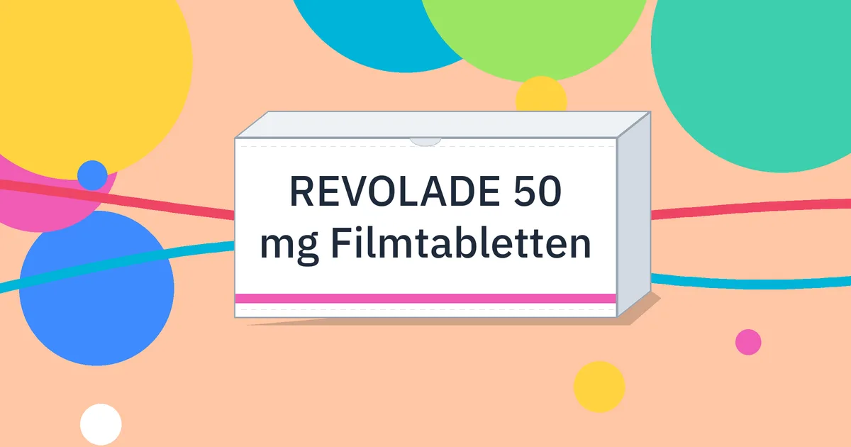 Symbolbild: Packung mit der Aufschrift REVOLADE 50 mg Filmtabletten (PZN 20217813) – Verfügbarkeit und Bezug in Apotheken in Frankfurt am Main