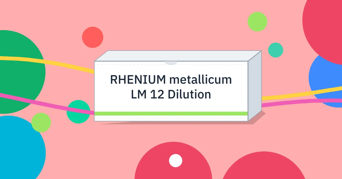Symbolbild: Packung mit der Aufschrift RHENIUM metallicum LM 12 Dilution (PZN 13049002) – Verfügbarkeit und Bezug in Apotheken in Frankfurt am Main