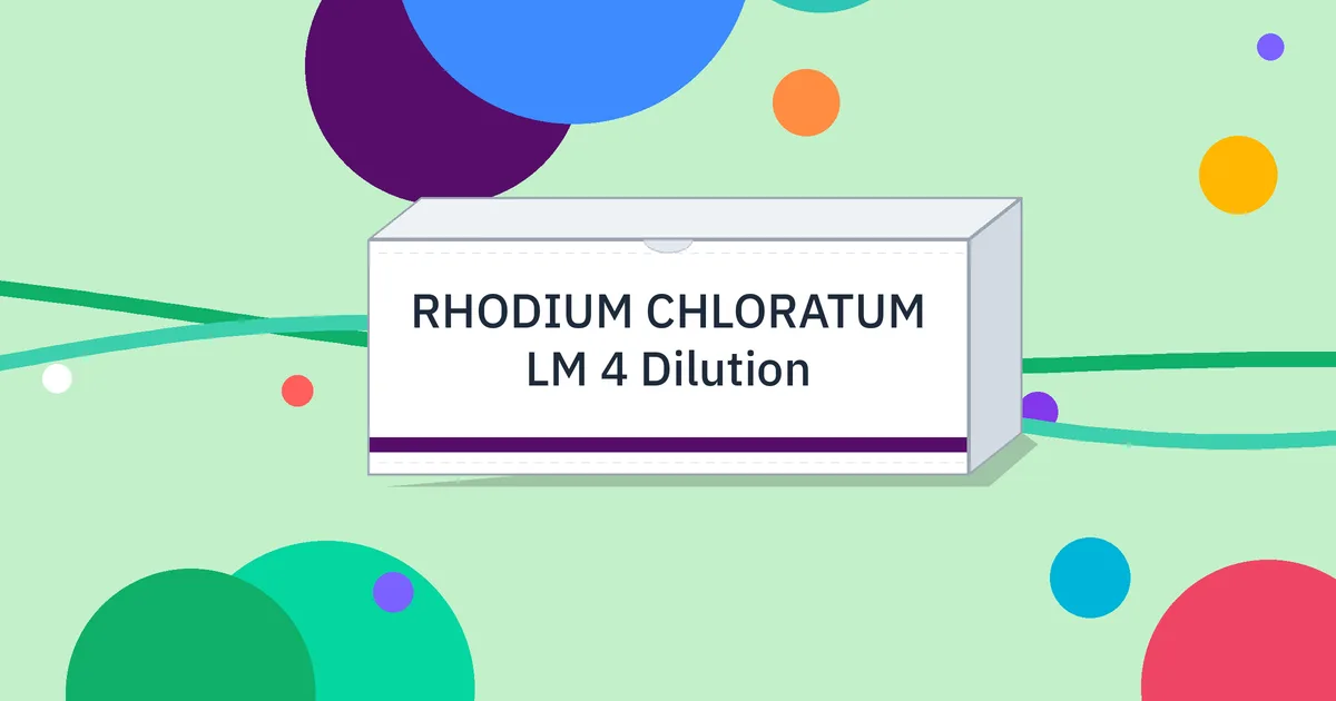Symbolbild: Packung mit der Aufschrift RHODIUM CHLORATUM LM 4 Dilution (PZN 13049858) – Verfügbarkeit und Bezug in Apotheken in Frankfurt am Main
