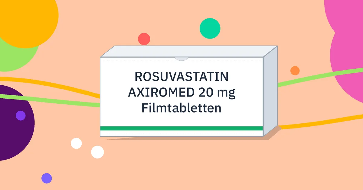 Symbolbild: Packung mit der Aufschrift ROSUVASTATIN AXIROMED 20 mg Filmtabletten (PZN 13705133) – Verfügbarkeit und Bezug in Apotheken in Frankfurt am Main