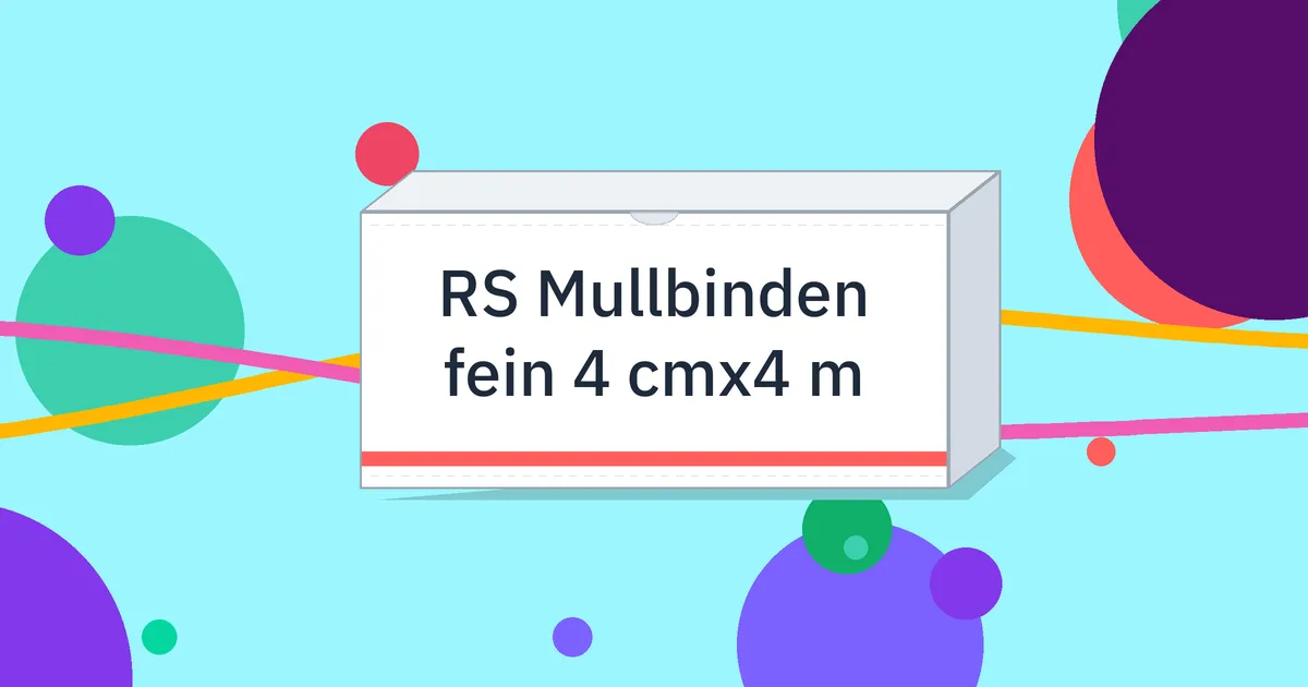 Symbolbild: Packung mit der Aufschrift RS Mullbinden fein 4 cmx4 m (PZN 02954413) – Verfügbarkeit und Bezug in Apotheken in Frankfurt am Main