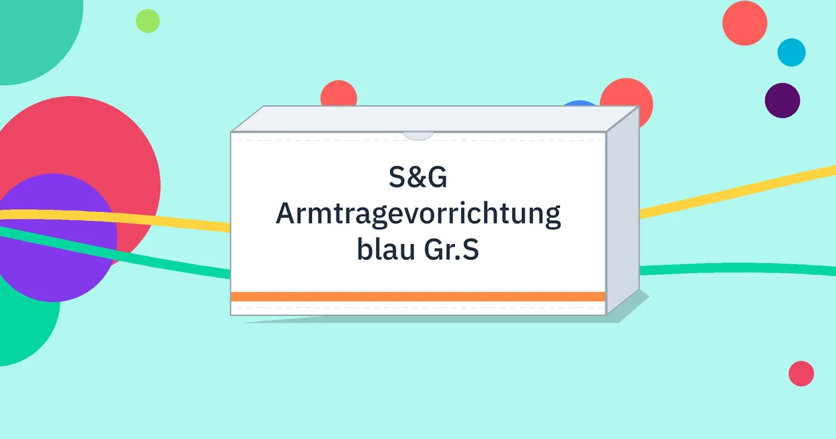 Symbolbild: Packung mit der Aufschrift S&G Armtragevorrichtung blau Gr.S (PZN 05043959) – Verfügbarkeit und Bezug in Apotheken in Frankfurt am Main