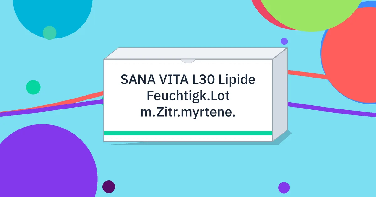 Symbolbild: Packung mit der Aufschrift SANA VITA L30 Lipide Feuchtigk.Lot m.Zitr.myrtene. (PZN 09666918) – Verfügbarkeit und Bezug in Apotheken in Frankfurt am Main