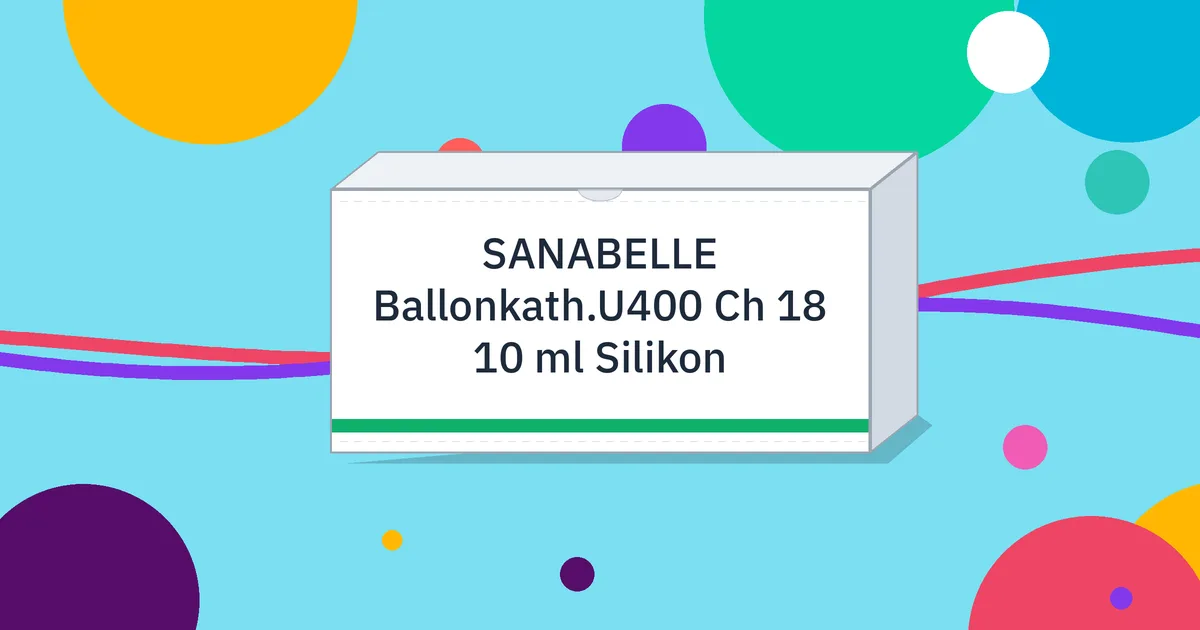 Symbolbild: Packung mit der Aufschrift SANABELLE Ballonkath.U400 Ch 18 10 ml Silikon (PZN 06086497) – Verfügbarkeit und Bezug in Apotheken in Frankfurt am Main