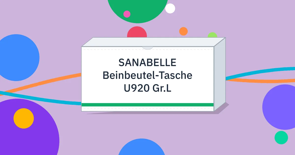 Symbolbild: Packung mit der Aufschrift SANABELLE Beinbeutel-Tasche U920 Gr.L (PZN 14160747) – Verfügbarkeit und Bezug in Apotheken in Frankfurt am Main