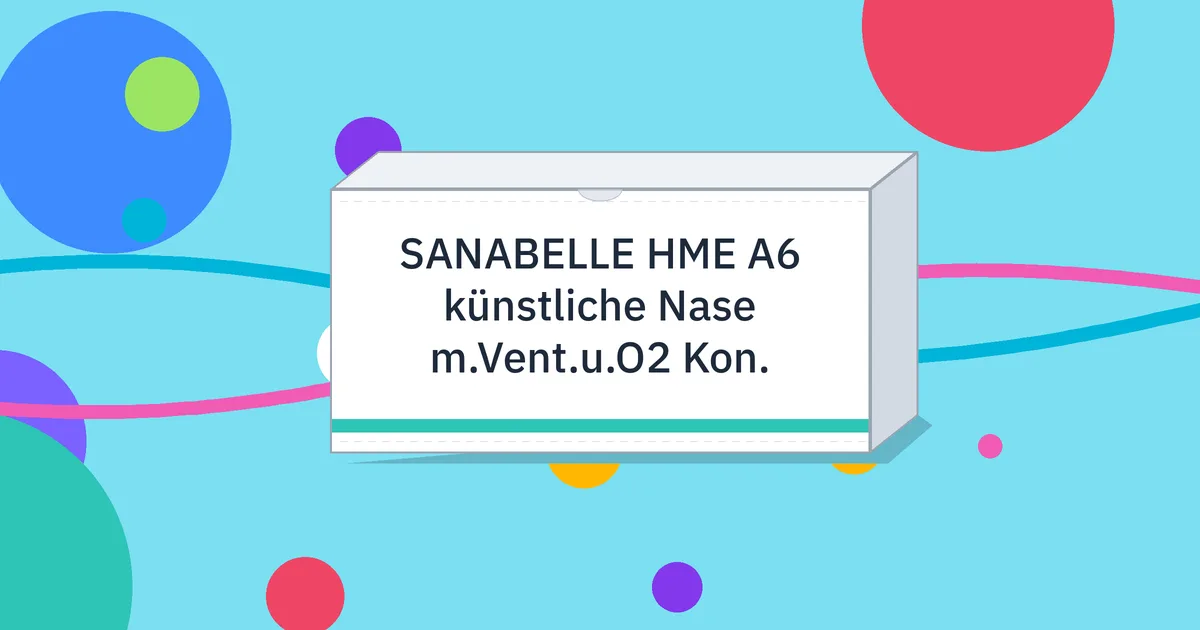 Symbolbild: Packung mit der Aufschrift SANABELLE HME A6 künstliche Nase m.Vent.u.O2 Kon. (PZN 13920268) – Verfügbarkeit und Bezug in Apotheken in Frankfurt am Main
