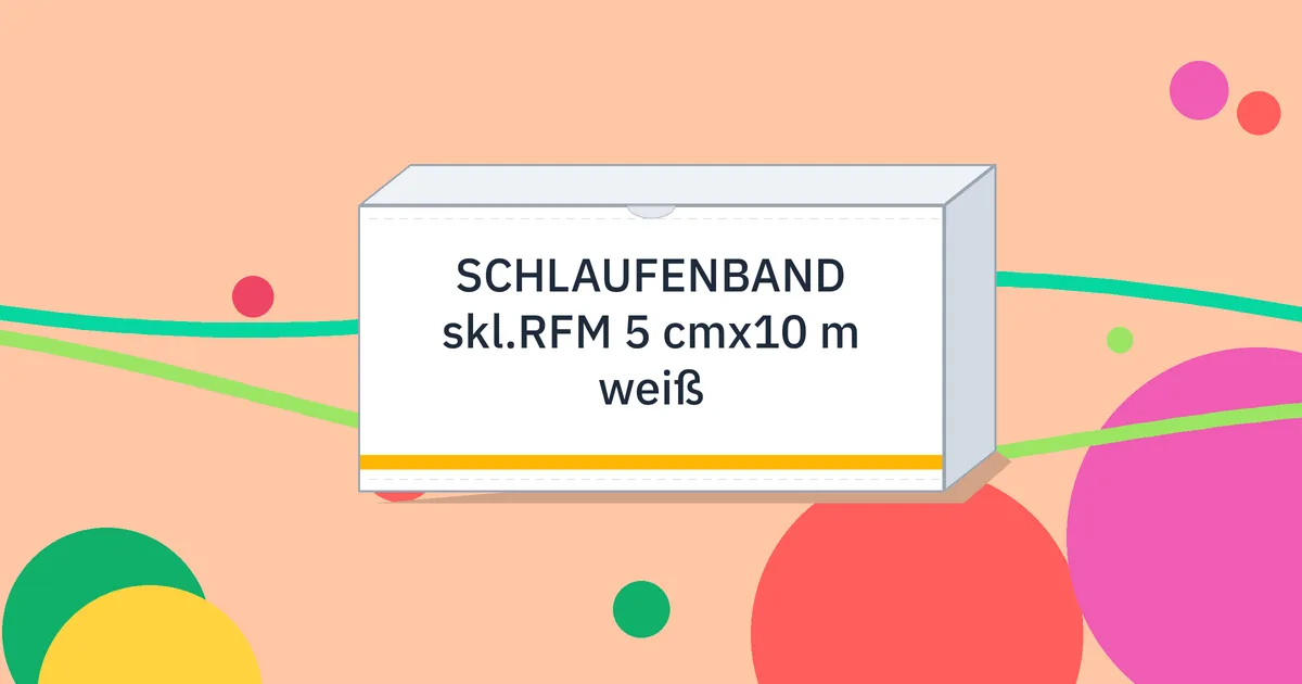 Symbolbild: Packung mit der Aufschrift SCHLAUFENBAND skl.RFM 5 cmx10 m weiß (PZN 06490169) – Verfügbarkeit und Bezug in Apotheken in Frankfurt am Main