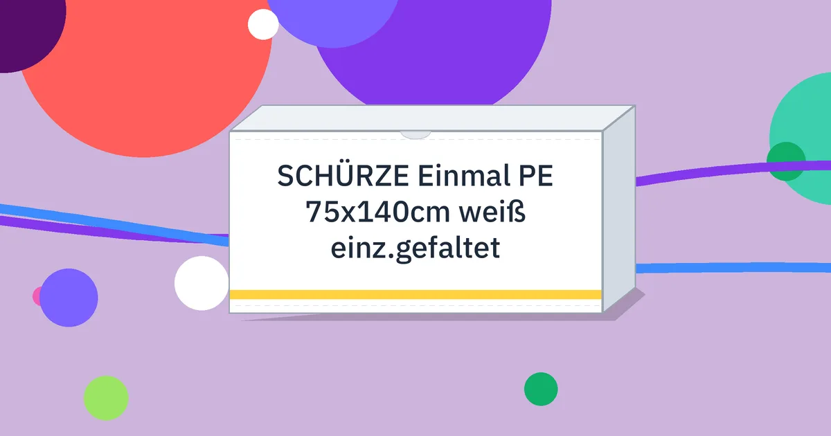 Symbolbild: Packung mit der Aufschrift SCHÜRZE Einmal PE 75x140cm weiß einz.gefaltet (PZN 08757553) – Verfügbarkeit und Bezug in Apotheken in Frankfurt am Main